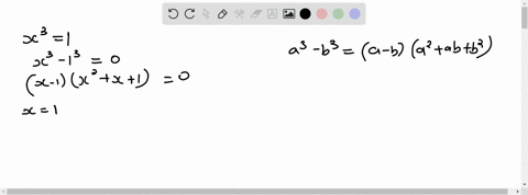 Solve each problem. Solve the cubic equation x^3=1 by...