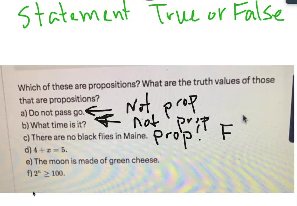 ⏩SOLVED:Which of these are propositions? What are the truth values… | Numerade