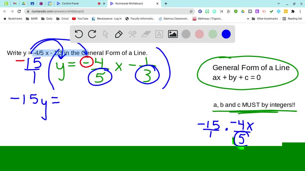 ⏩SOLVED:Rewrite the equations in the general form of a line.… | Numerade