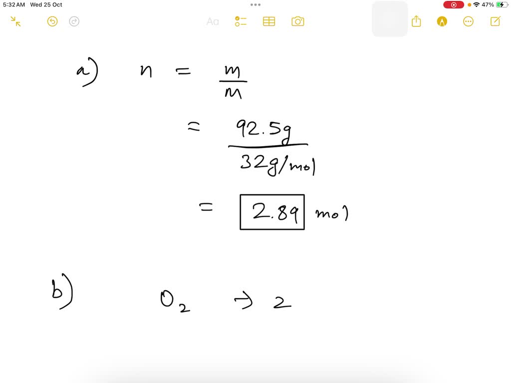 SOLVED:Consider a sample of 92.5 g of O2 molecules. (a) How many moles of O2 molecules are ...