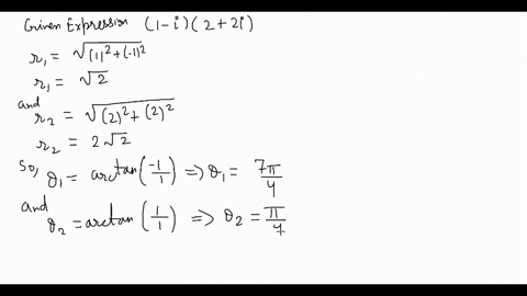 SOLVED:Convert to trigonometric notation and then multiply or divide. (1-i)(2+2 i)