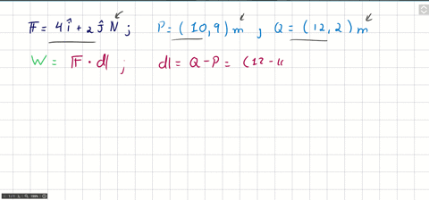 SOLVED:Find the work done by a force F⃗ moving an object on the line from point P to point Q ...