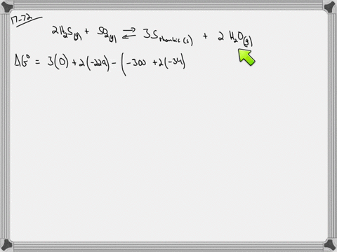 SOLVED:Using data from Appendix 4, calculate ΔG for the reaction 2 H2 S(g)+SO2(g) ⇌3 S rhombic ...