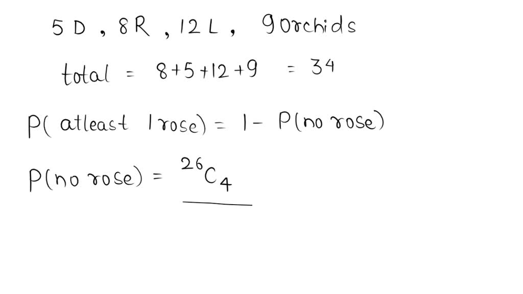 In a large vase, there are 8 roses, 5 daisies, 12 lilies, and 9 orchids ...