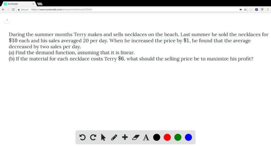 SOLVED:During the summer months Terry makes and sells necklaces on the ... SOLVED:During the summer months Terry makes and sells necklaces on the ...