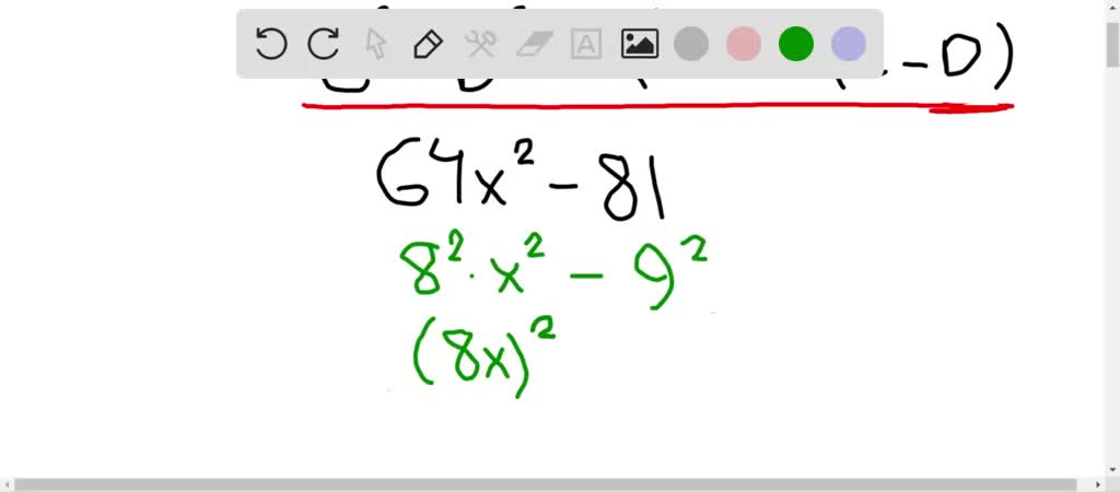 Factor the difference of two squares. 64 x^2-81 | Numerade