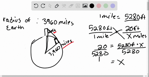 SOLVED:Use the facts that the radius of Earth is 3960 miles and 1 mile ...