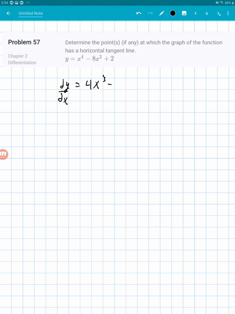 SOLVED:Determine the point(s) at which the graph of the function has a horizontal tangent line ...