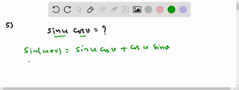 SOLVED:Fill in the blank to complete the trigonometric formula. sinu cosv=