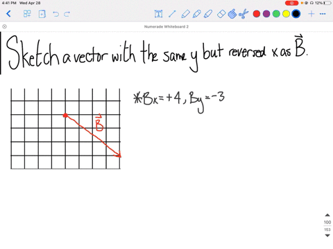 SOLVED: Sketch a vector that has the same y -component as 𝐁 but with an ...