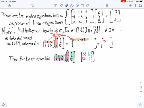 SOLVED:Translate the given matrix equations into systems of linear ...