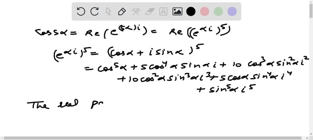 a Use de Moivre's theorem to show that cos5 θ≡16 cos^5 θ-20 cos^3 θ+5 ...