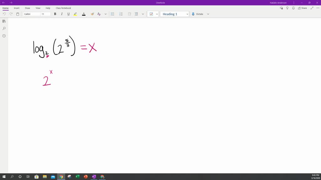 Calculate without using a calculator. log2(2^5 / 3) | Numerade