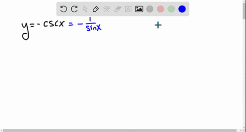 Match each function defined in Exercise with its graph in A-F. (Graph can't copy) y=-cscx | Numerade