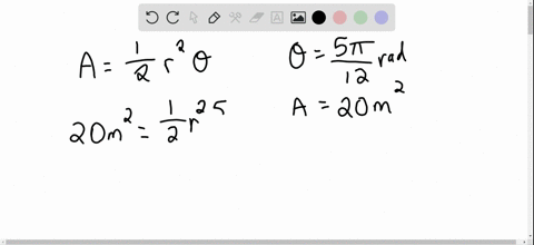 These exercises involve the formula for the area of a circular sector ...
