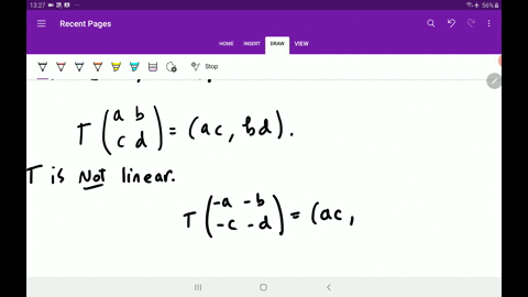 SOLVED:Decide whether or not the given mapping T is a linear transformation. Justify your ...