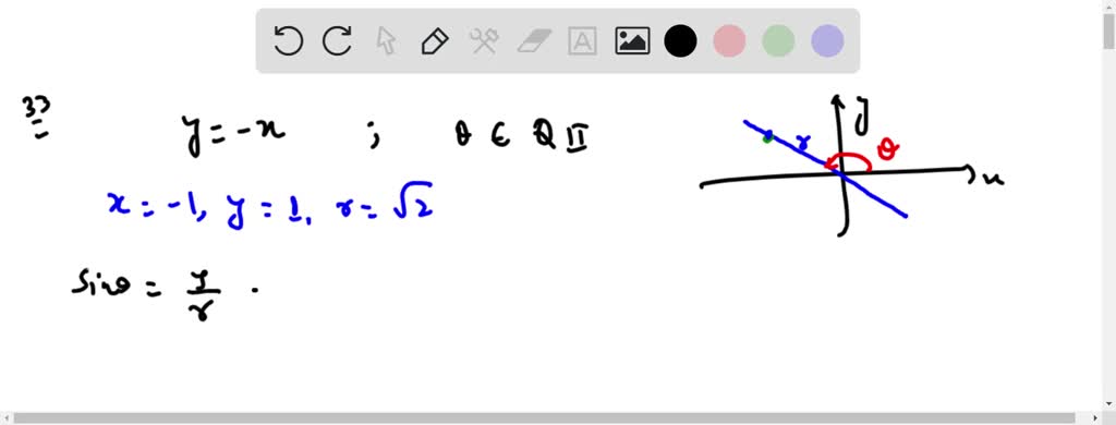 SOLVED:The terminal side of θlies on the given line in the specified ...