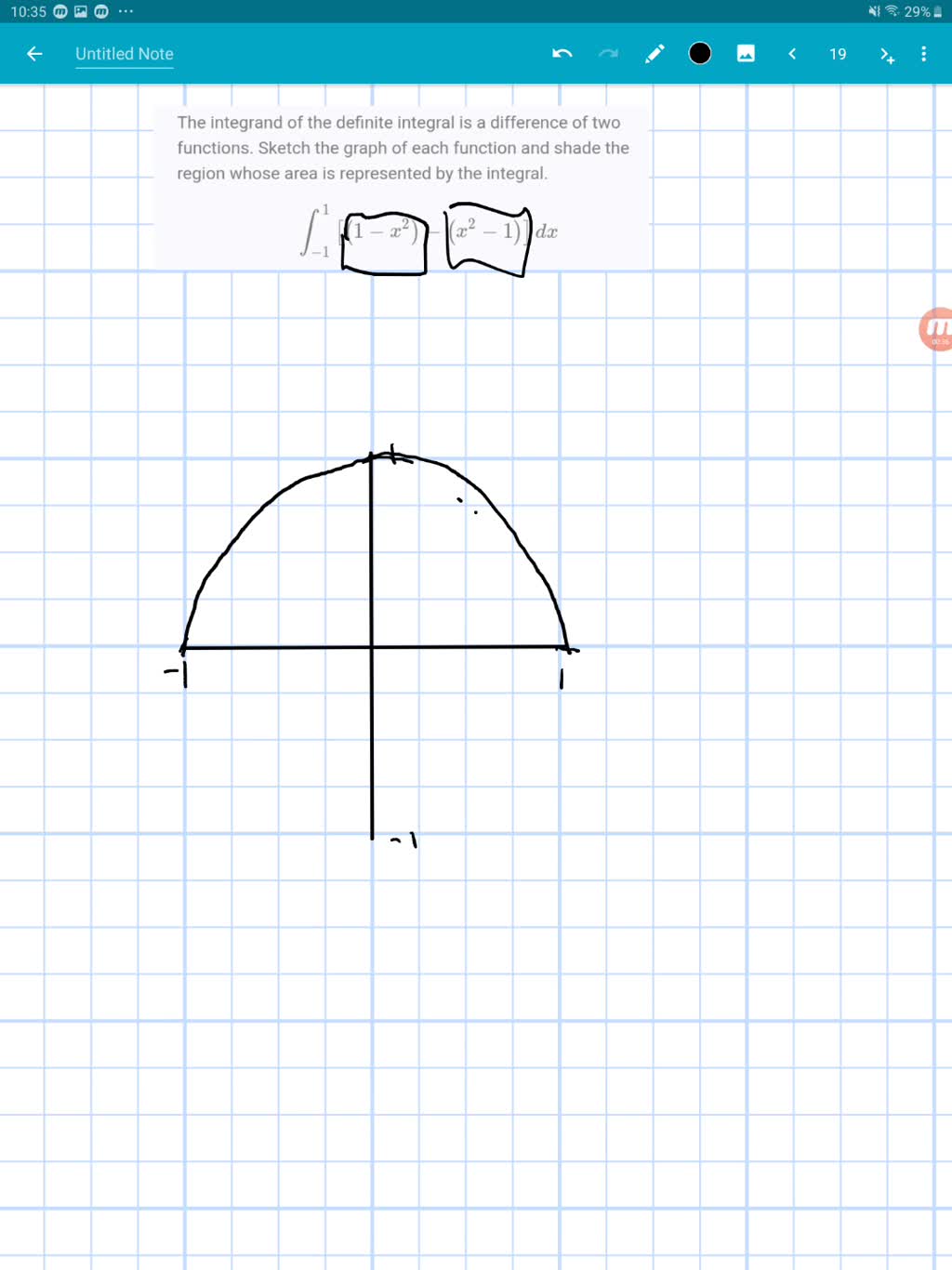 SOLVED:The integrand of the definite integral is a difference of two ...