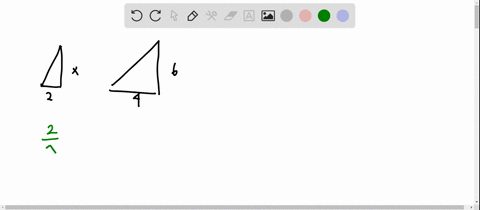 SOLVED:Use a proportion to find the unknown side labeled x, in each ...