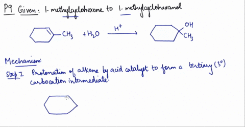 SOLVED: Propose a three-step reaction mechanism for the acid-catalyzed hydration of 1 ...