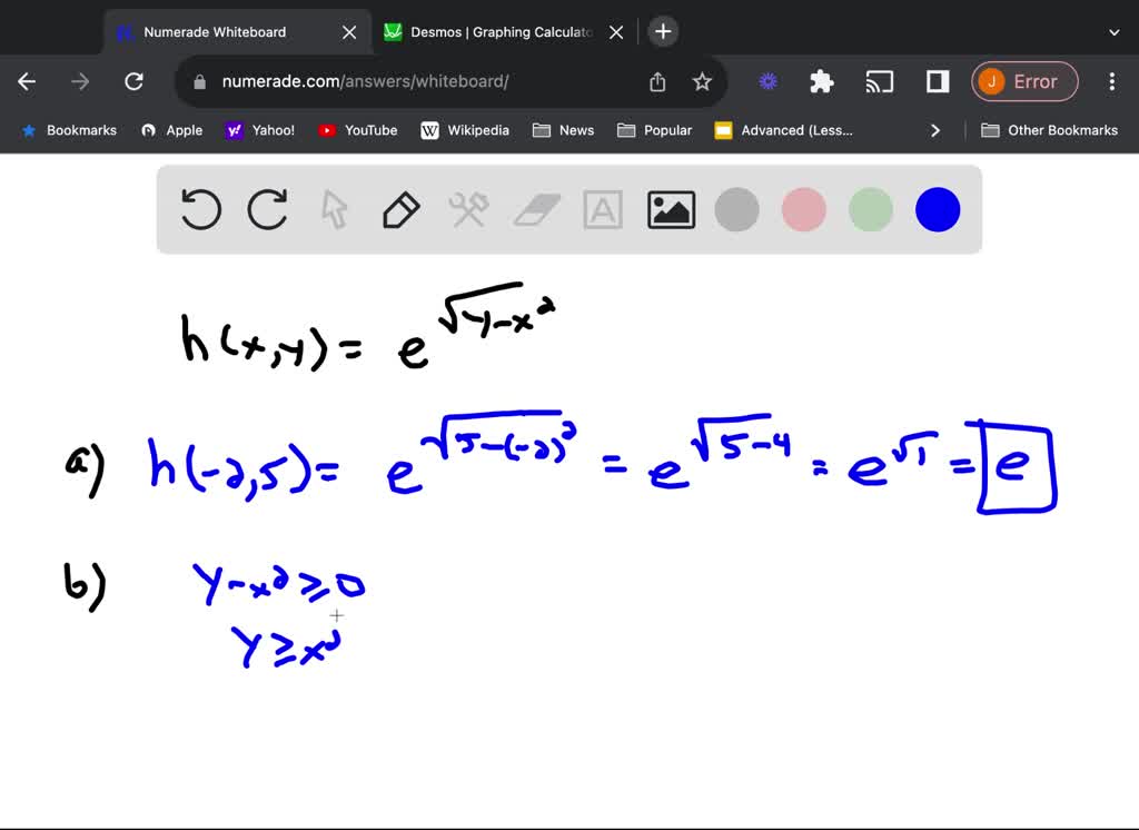 Let H X Y E √ Y X 2 A Evaluate H 2 5 B Find And Sketch The