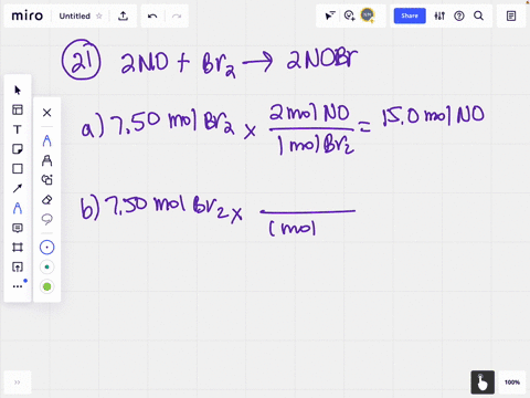 SOLVED:Consider the reaction 2NO Br2 888n 2NOBr For every 7.50 mol of ...