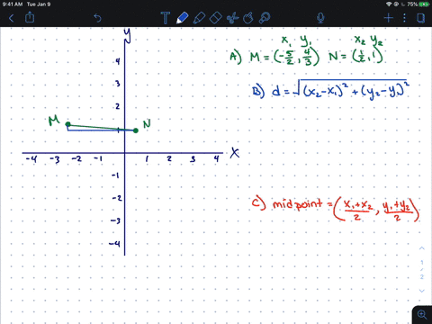 SOLVED:Plotting, Distance, and Midpoint, (a) plot the points, (b) find ...