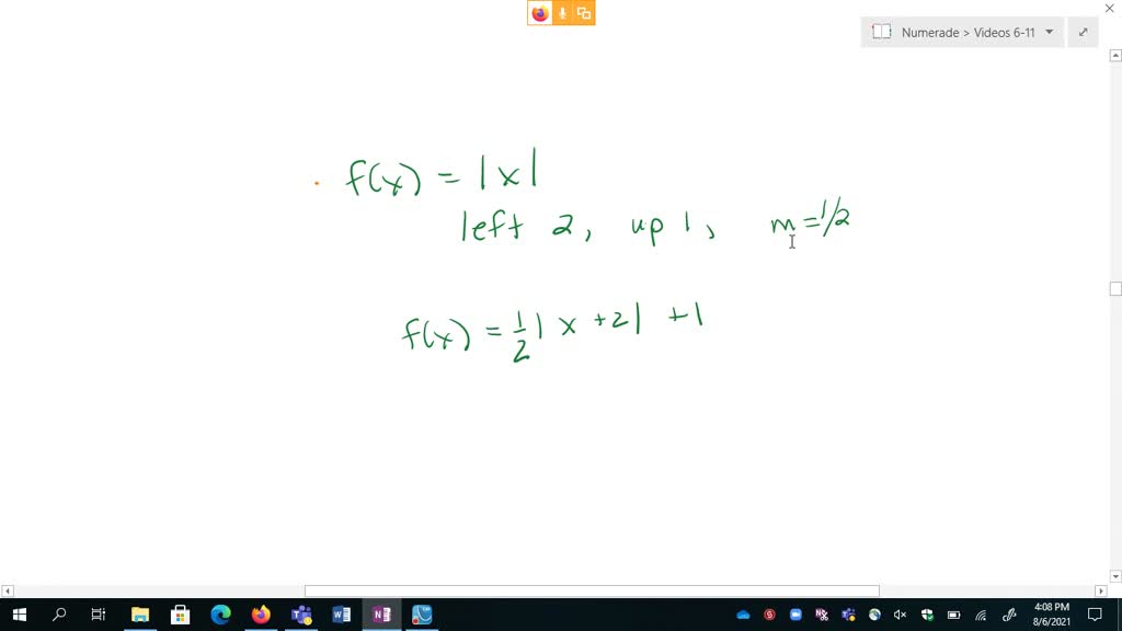 SOLVED:Write an equation for each transformation of f(x)=|x|