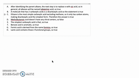 ⏩SOLVED:Answer true or false. (a) The general name of an aliphatic ...