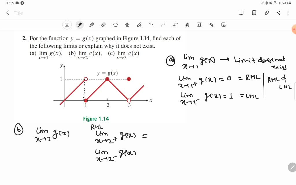 For the function y=g(x) graphed in Figure 1.14, find each of the ...