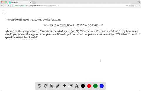 SOLVED:The wind-chill index is modeled by the function W = 13.12 + 0 ...