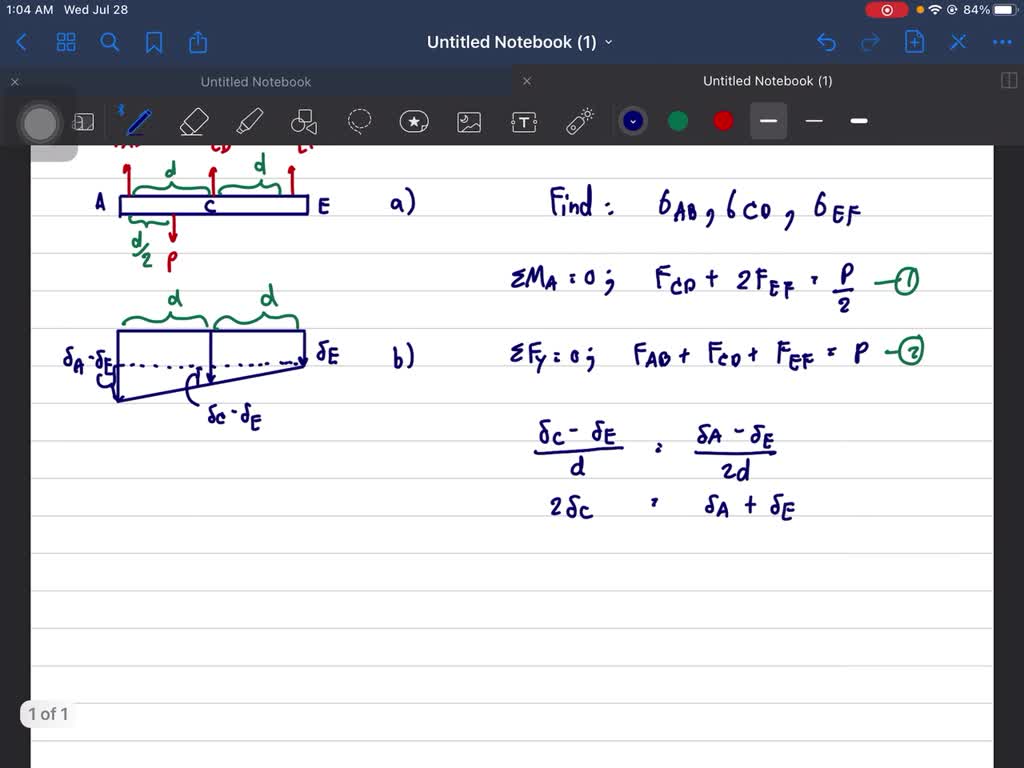 The rigid bar E F G is supported by the truss system shown. Determine ...