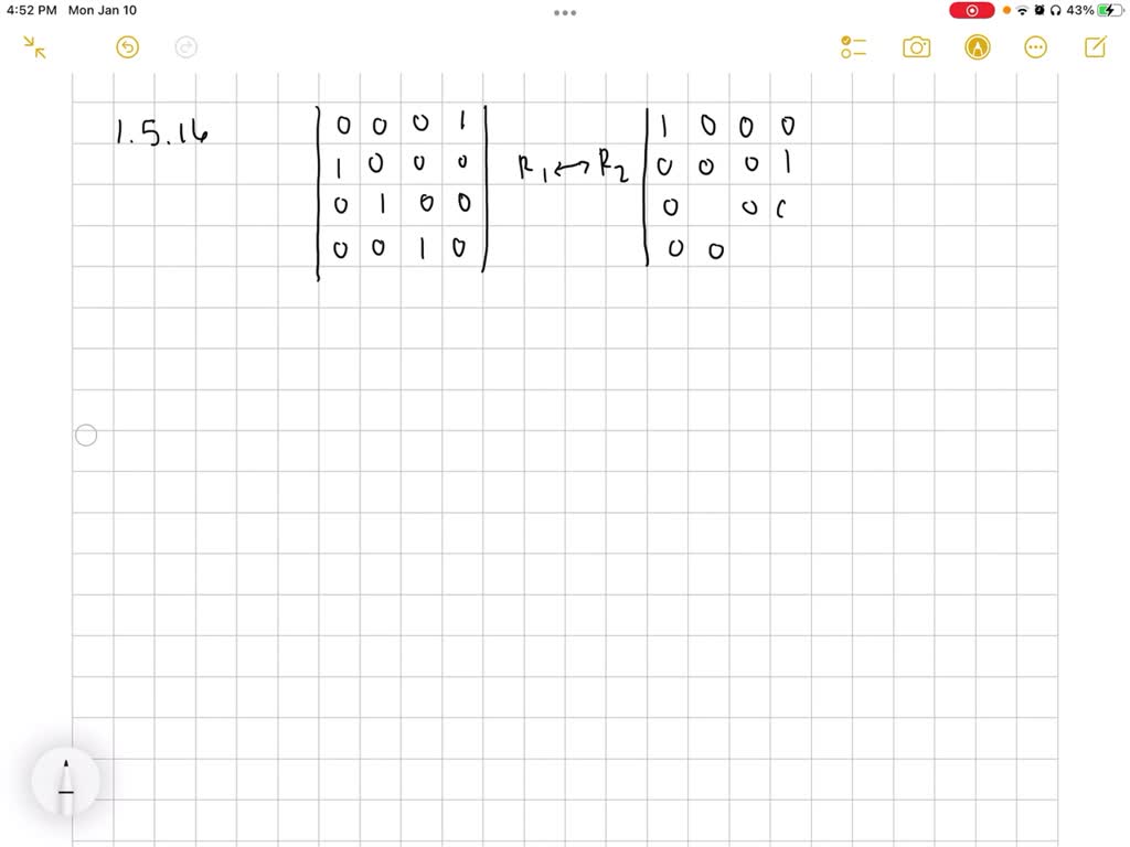 SOLVED:Find a 4 by 4 permutation matrix that requires three row ...