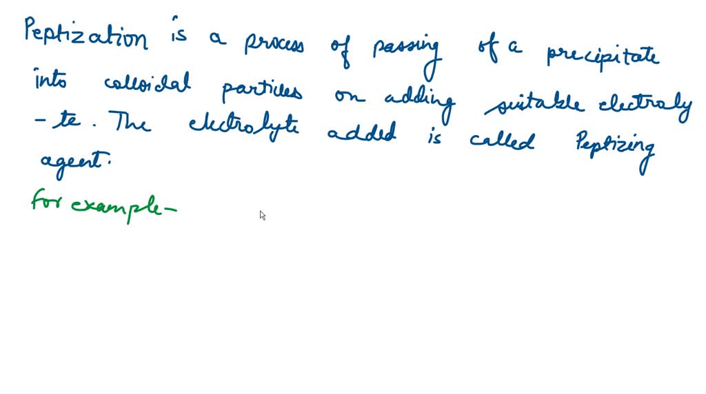 SOLVED:Peptization is a process of (a) precipitating the colloidal ...