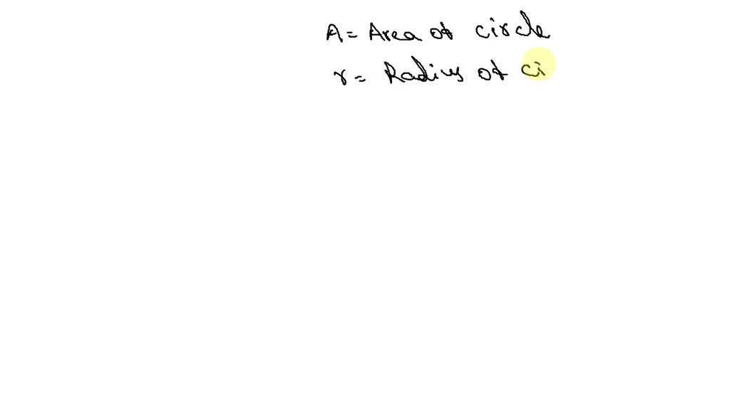 SOLVED The Area Of A Circle