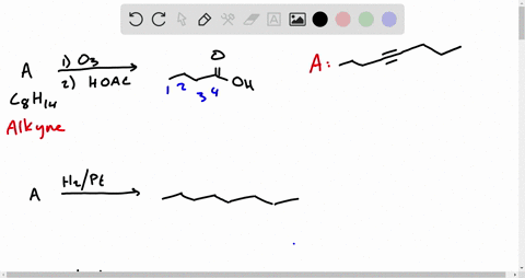 SOLVED:A, 𝐁, and 𝐂 are alkynes. Elucidate their structures and that of ...