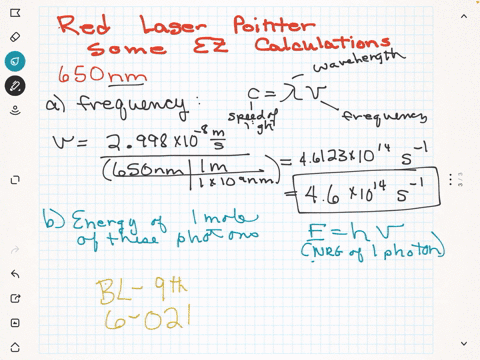 ⏩SOLVED:(a) A red laser pointer emits light with a wavelength of 650… | Numerade