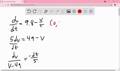 SOLVED:The falling object in Example 2 satisfies the initial value problem d v / d t=9.8-(v / 5 ...