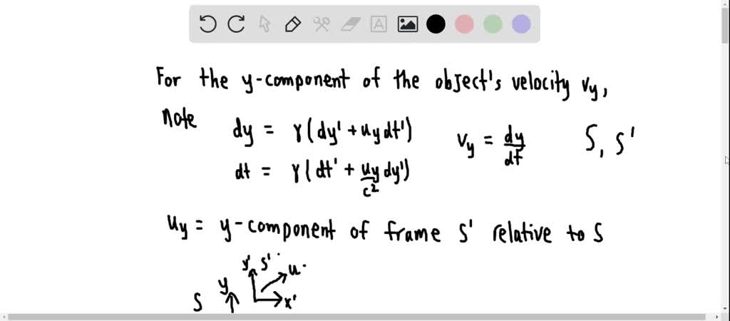 SOLVED:Starting with the Lorentz transformation for the components of the velocity (Equation 1 ...