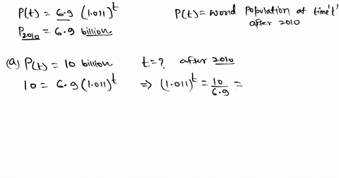 SOLVED: The world population P(t), in billions, t years after 2010 can ...