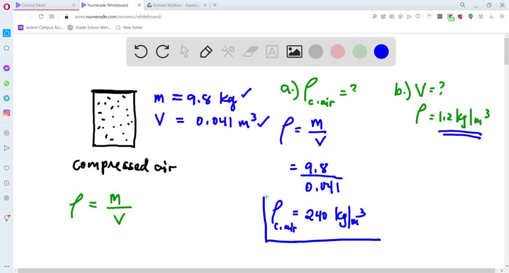 SOLVED:Compressed air with mass 9.8 kg is stored in a 0.041-m^3 ...