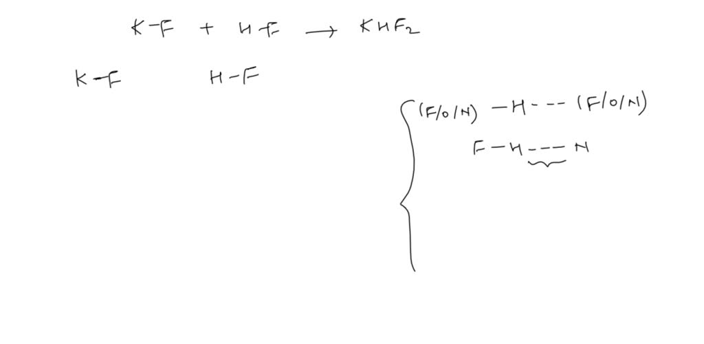 SOLVED:KF combines with HF to form KHF2. The compound contains the ...