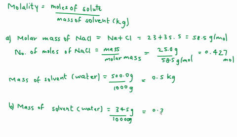 ⏩SOLVED:Calculate (a) the molality of sodium chloride in a solution… | Numerade