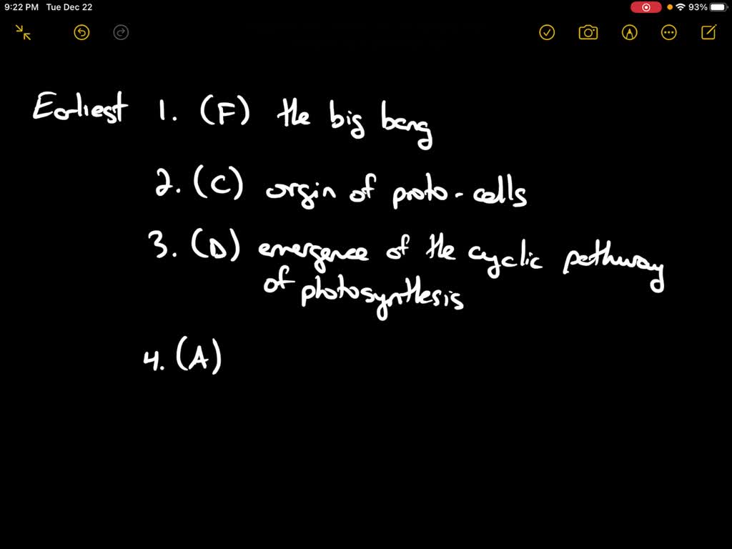SOLVED: Chronologically arrange the evolutionary events, with 1 being ... SOLVED: Chronologically arrange the evolutionary events, with 1 being ...