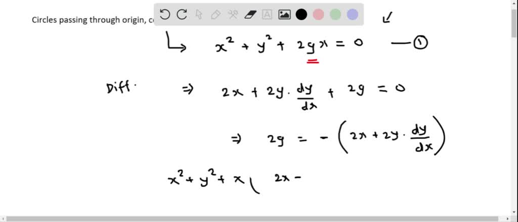 The differential equation of all circles passing through the origin and ...