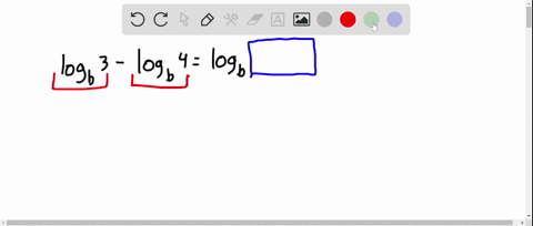 SOLVED:Use the logarithm identities to obtain the missing quantity. logb 3-logb 4=logb