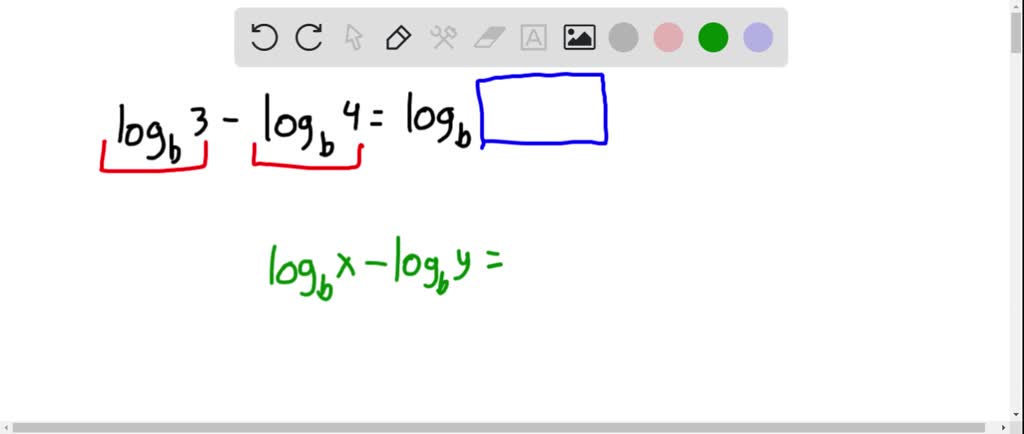 SOLVED:Use the logarithm identities to obtain the missing quantity. logb 3-logb 4=logb