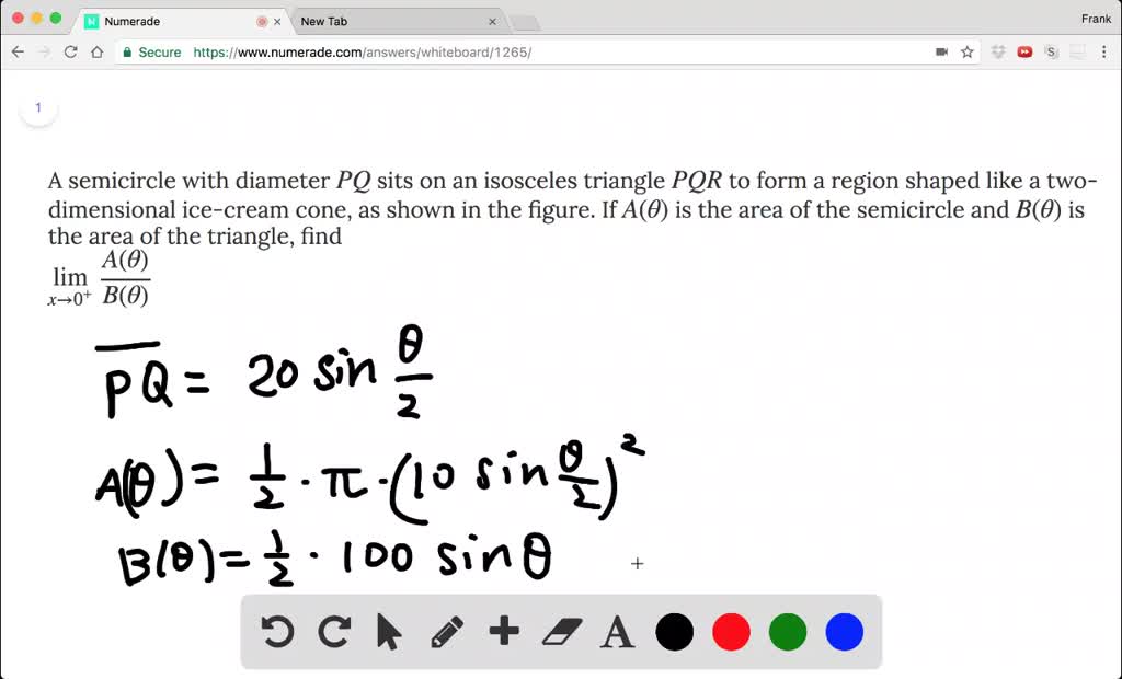 SOLVED:A semicircle with diameter PQ sits on an isosceles triangle PQR to form a region shaped ...