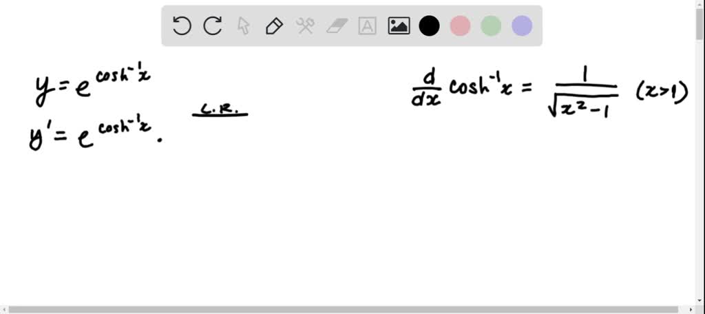 ⏩SOLVED:Calculate the derivative. y=e^cosh^-1 x | Numerade