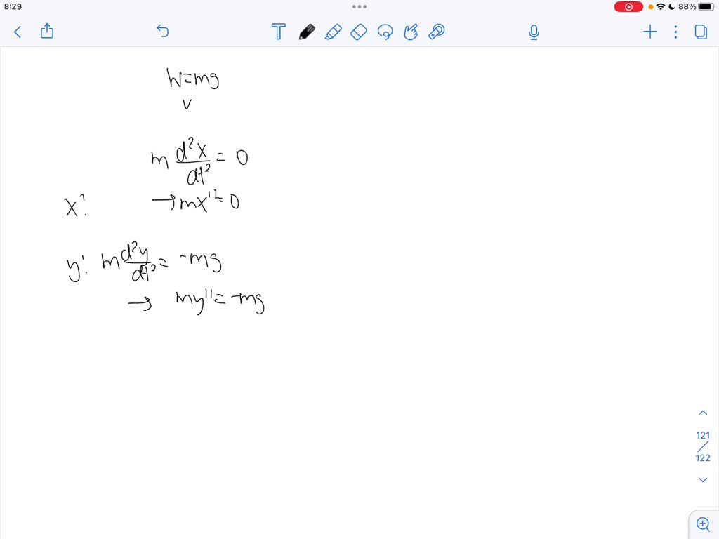 Projectile Motion A projectile shot from a gun has weight w=m g and ...